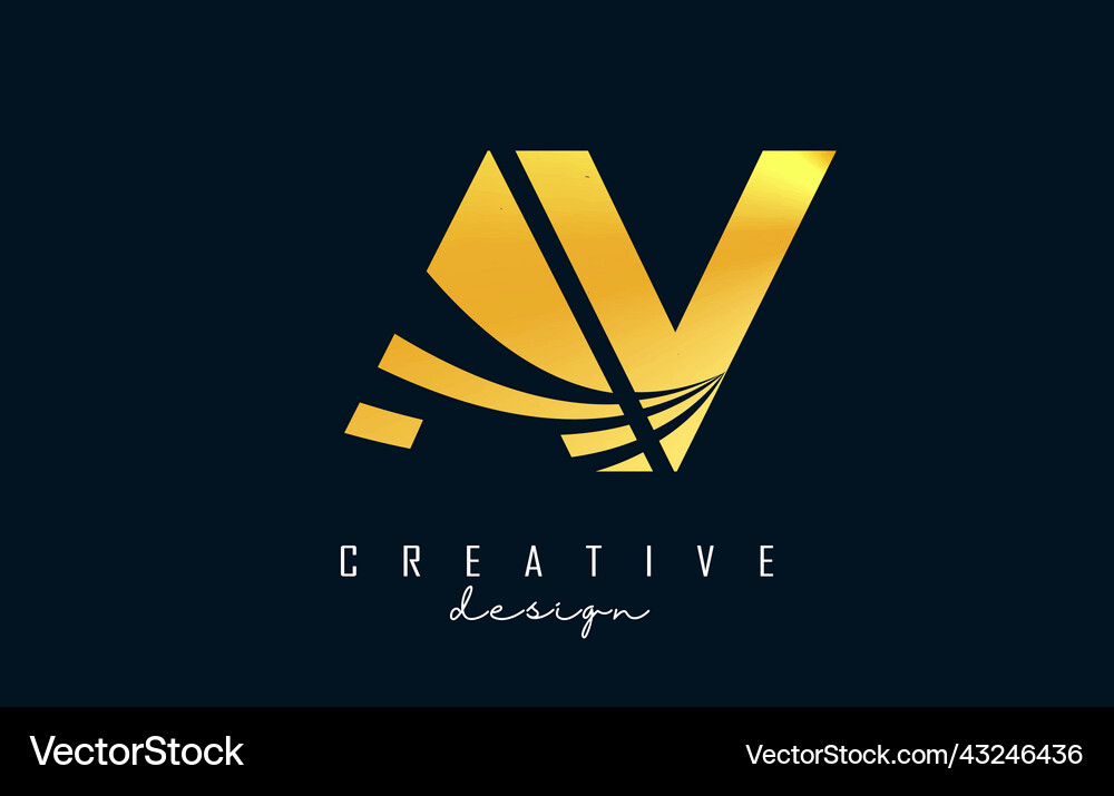 Creative golden letters av a v logo with leading Vector Image