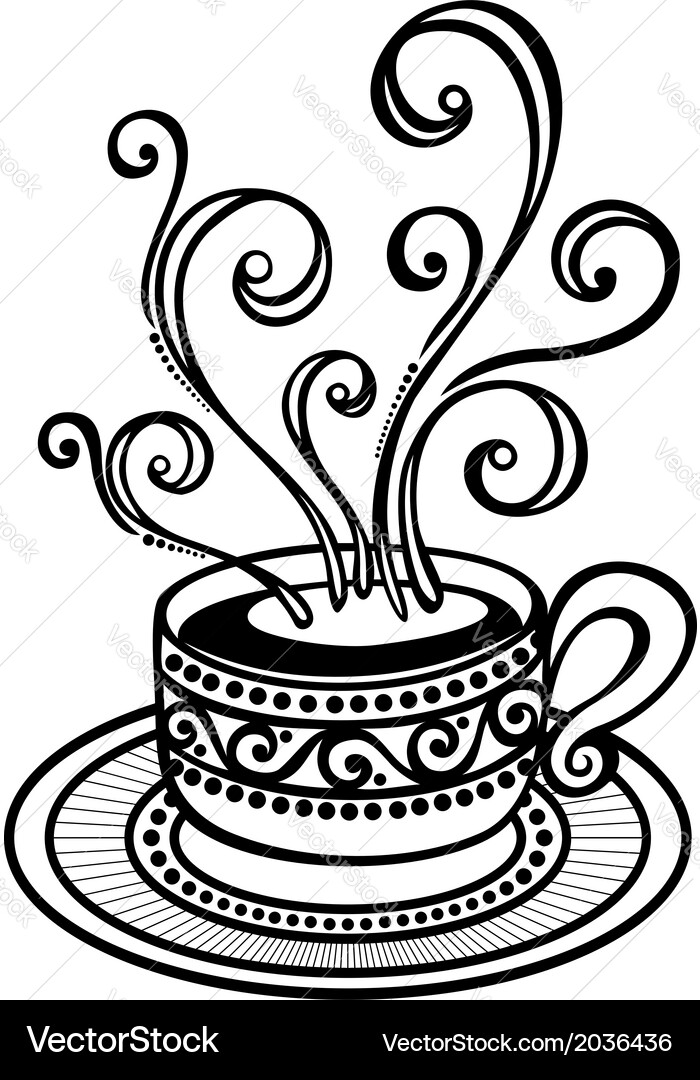 Decorative cup coffee Royalty Free Vector Image