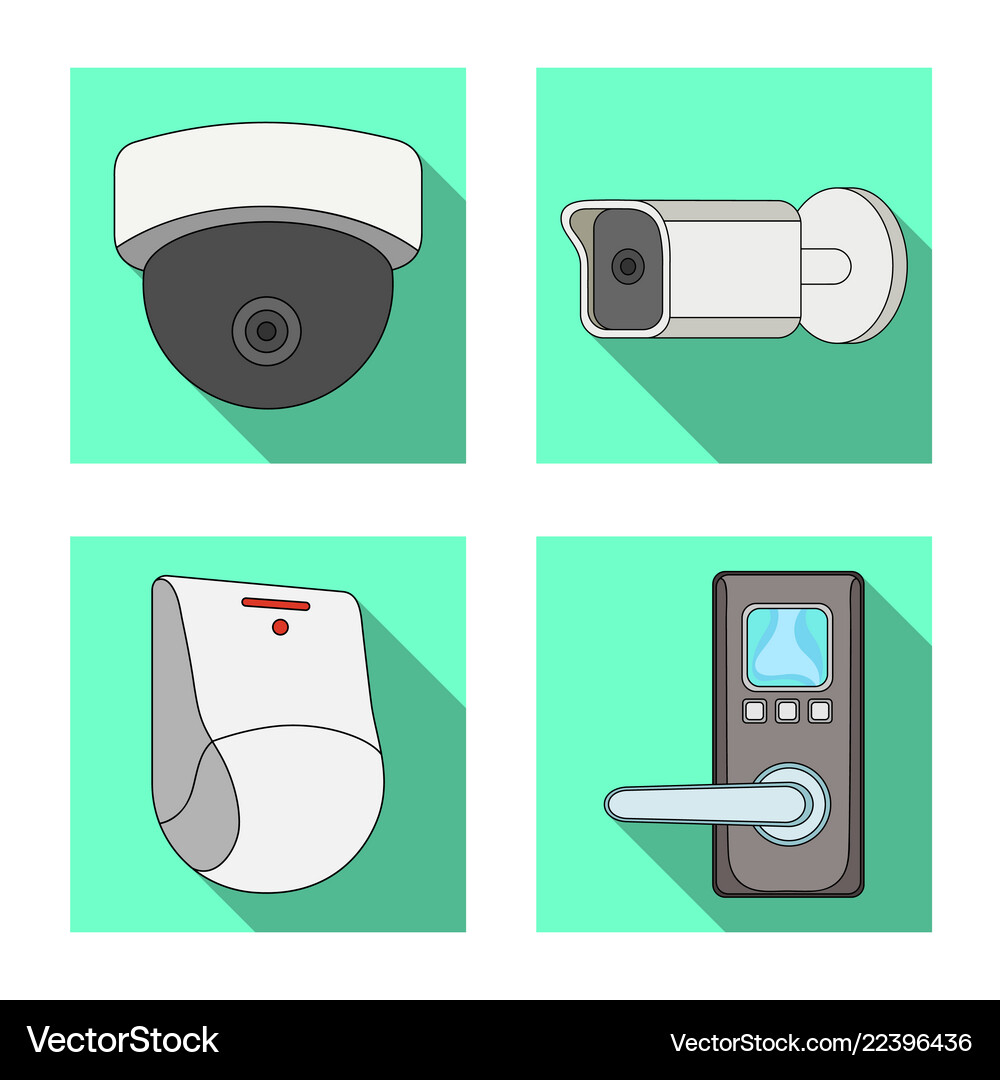 Design of cctv and camera icon set Royalty Free Vector Image