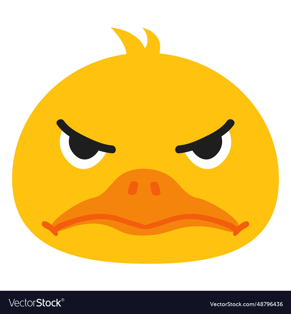 Duck angry muzzle head flat Royalty Free Vector Image