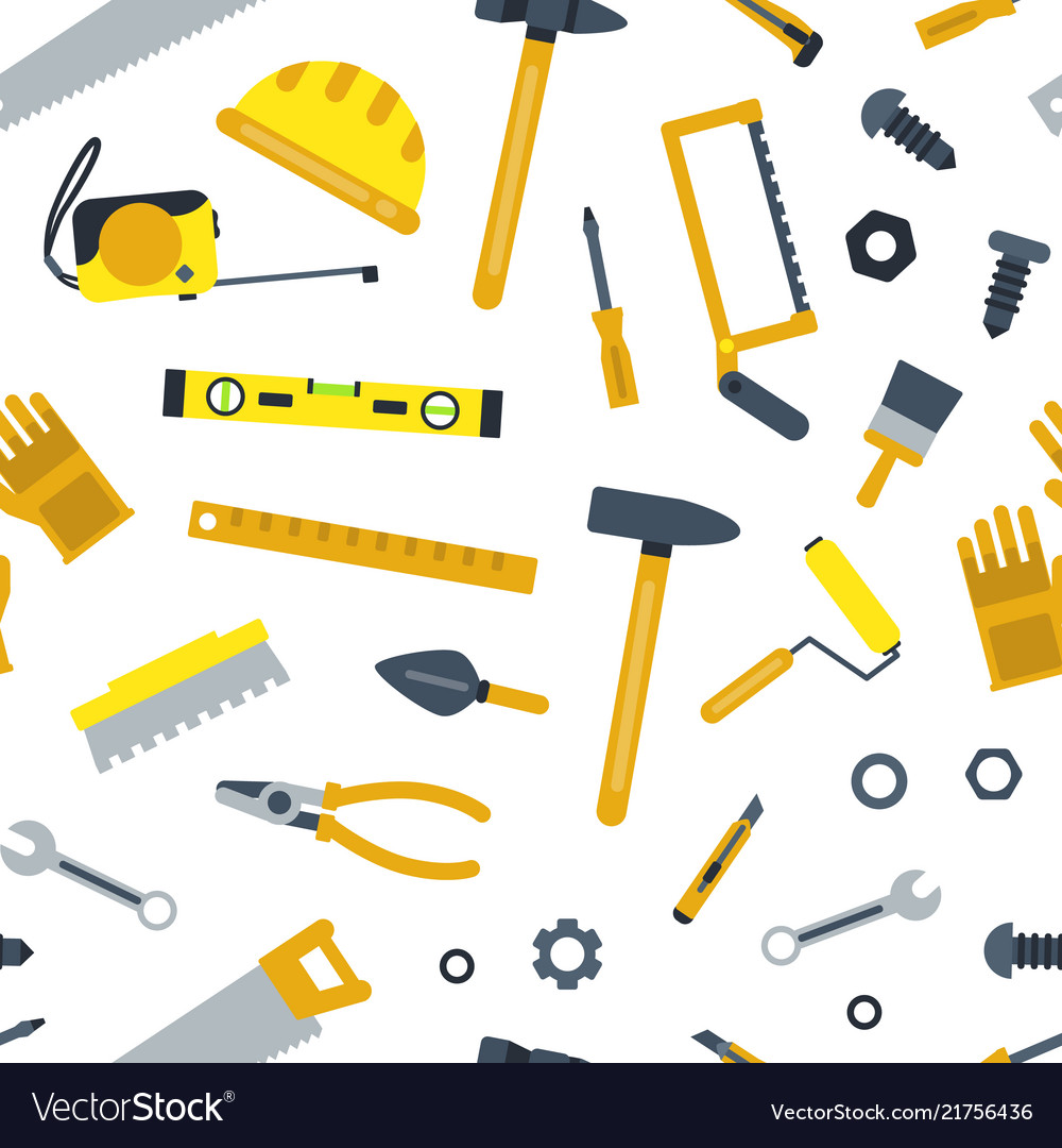 Flat construction tools pattern Royalty Free Vector Image