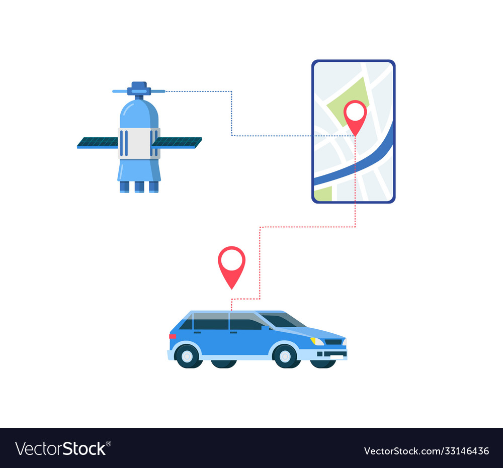 Gps car location tracking app connection scheme Vector Image Gps car location tracking app connection scheme Vector Image