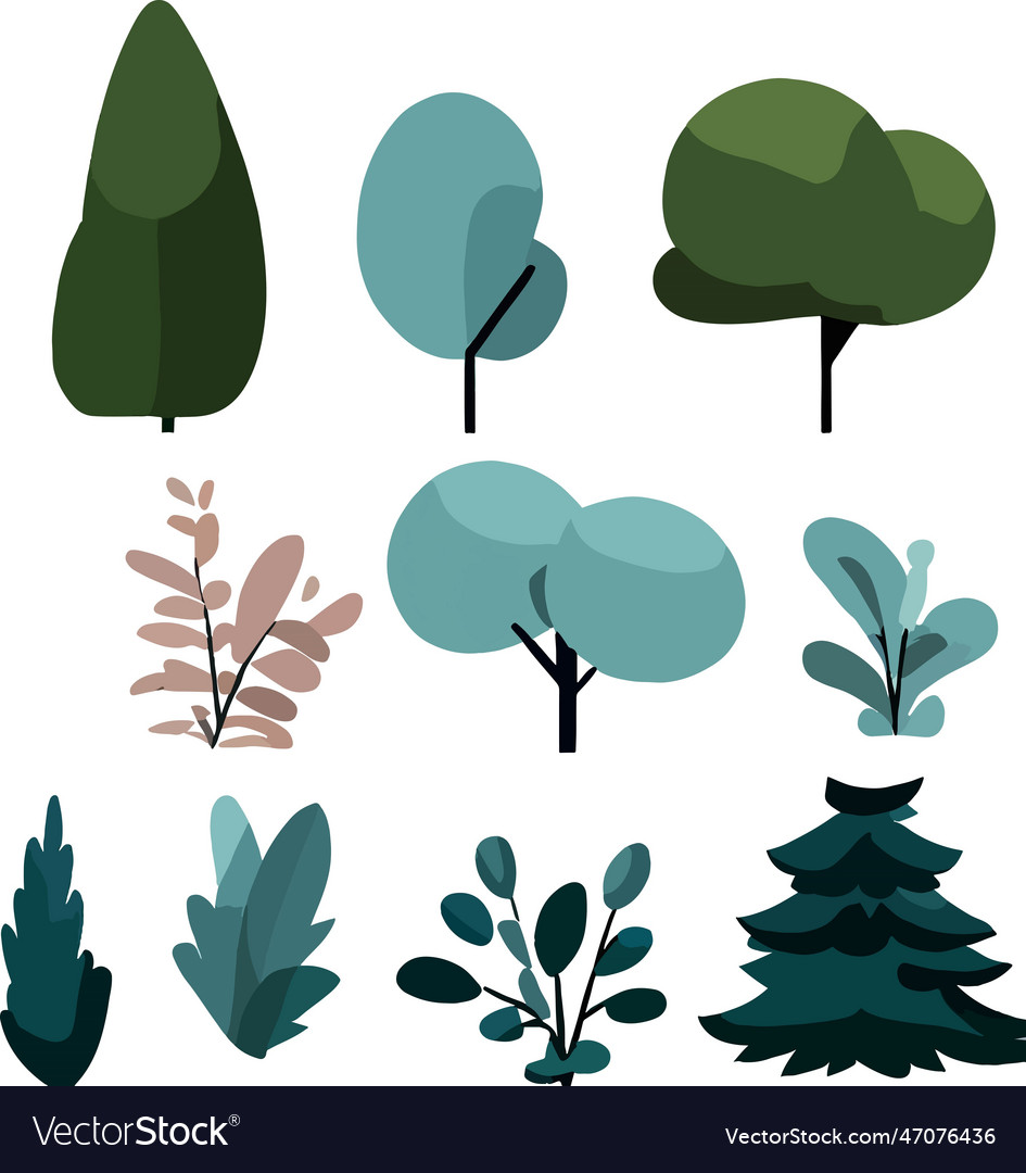 Incredible flat shrub forest frame floral Vector Image