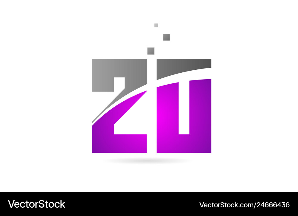 Pink grey number 20 for logo icon design Vector Image