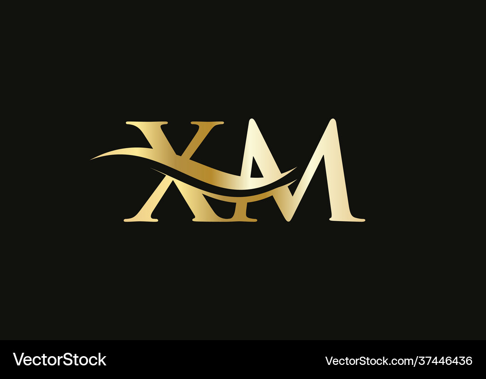 Premium letter xm logo design with water wave Vector Image