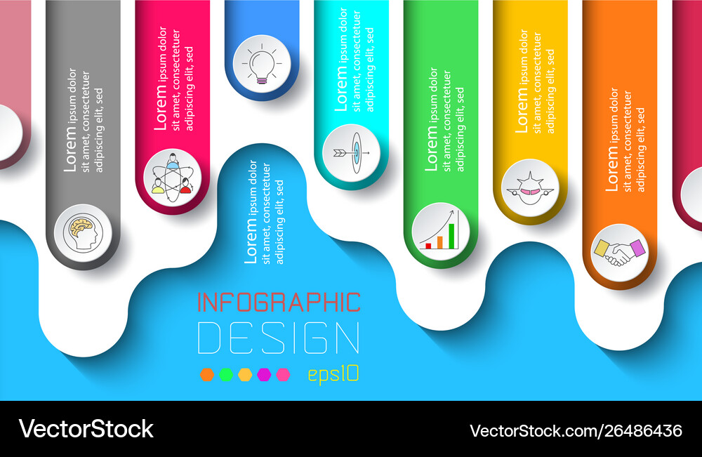 Seven labels with business icon infographics Vector Image