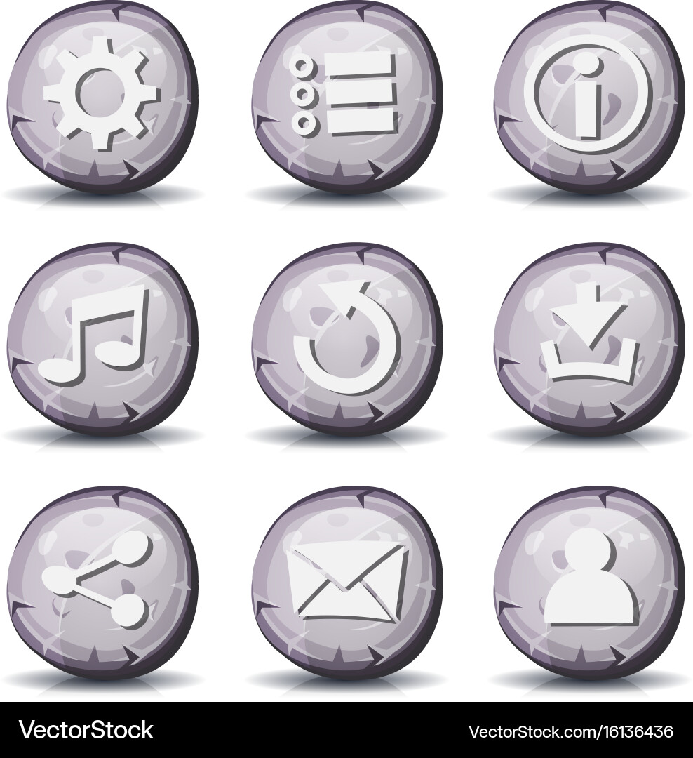 Stone and rock icons for ui game Royalty Free Vector Image