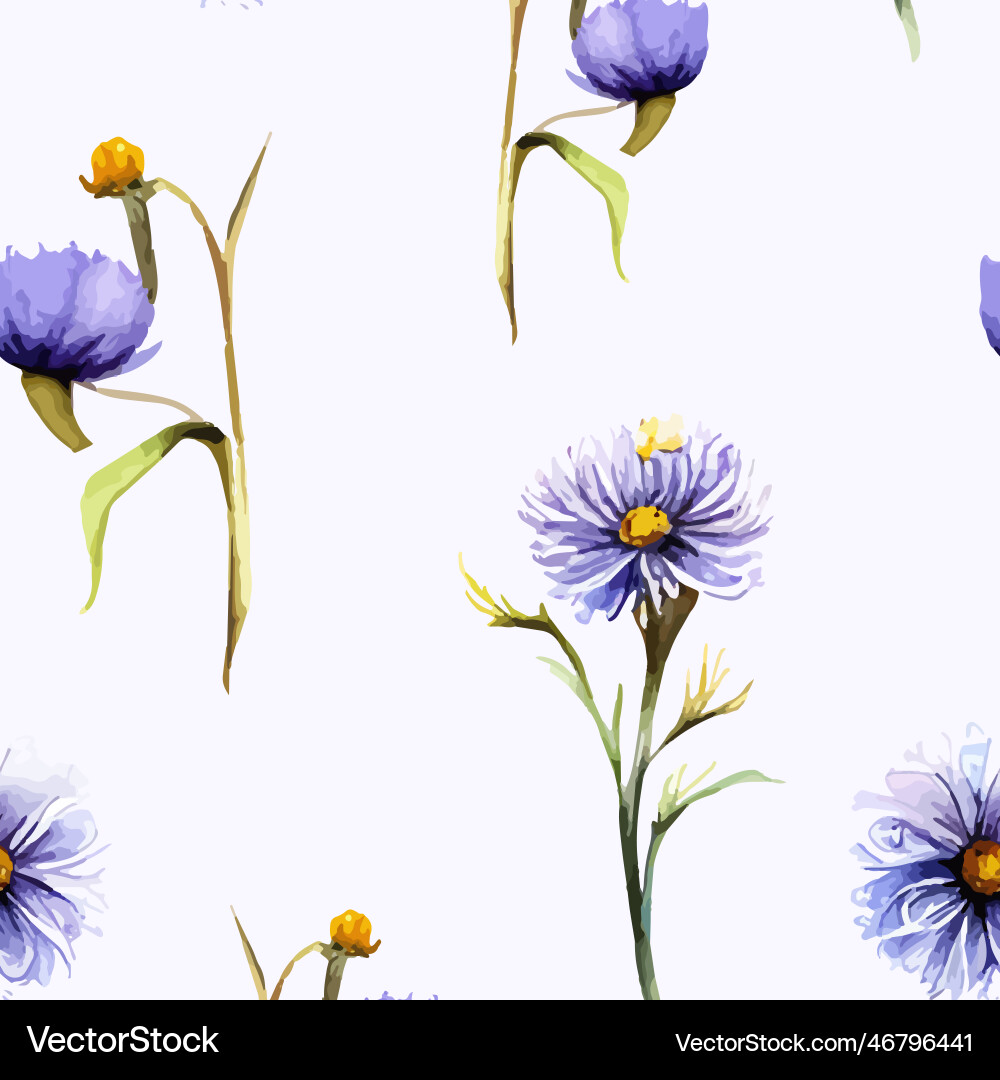 Aesthetic watercolor floral seamless pattern Vector Image
