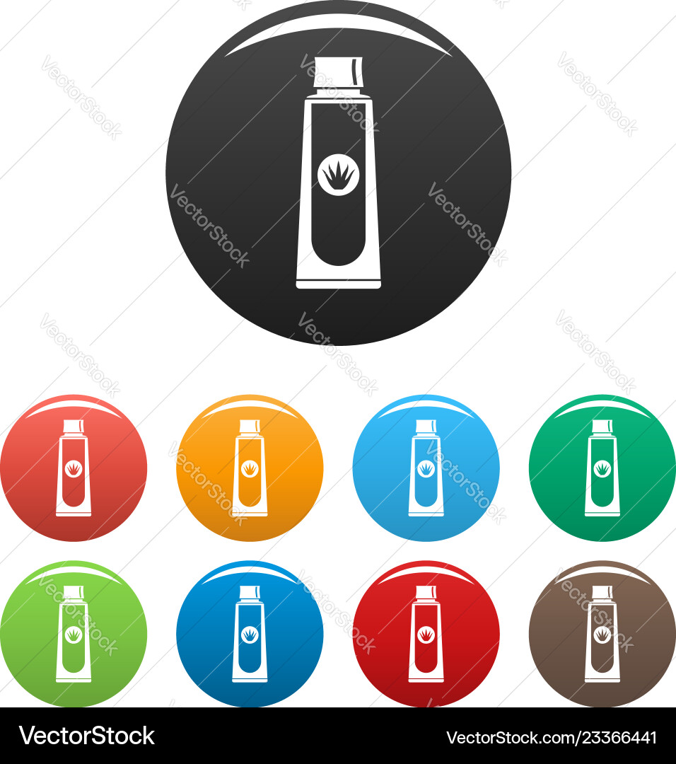 Aloe shampoo icons set color Royalty Free Vector Image