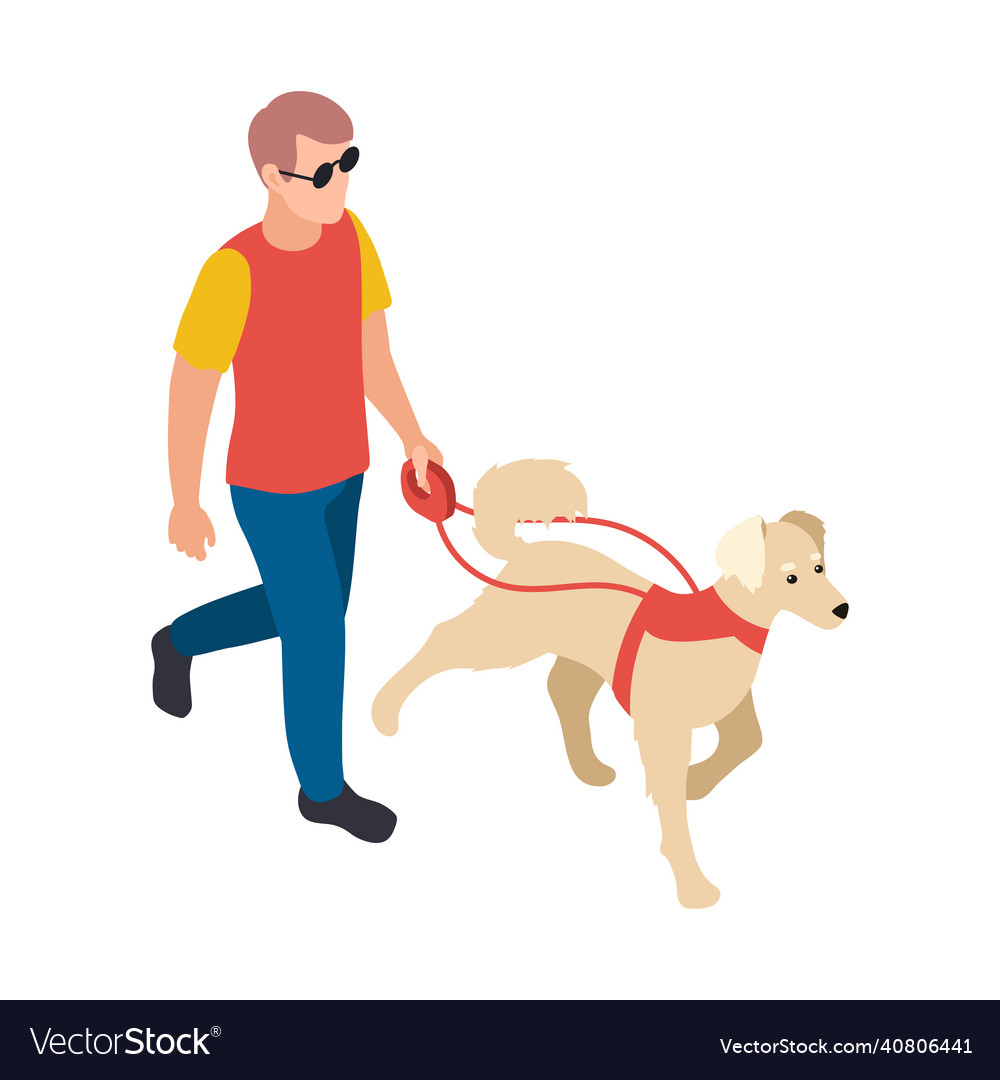 Blind guide dog composition Royalty Free Vector Image