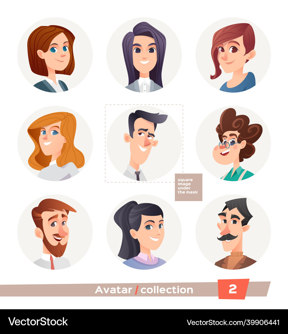 Collection of avatars people a set user faces Vector Image