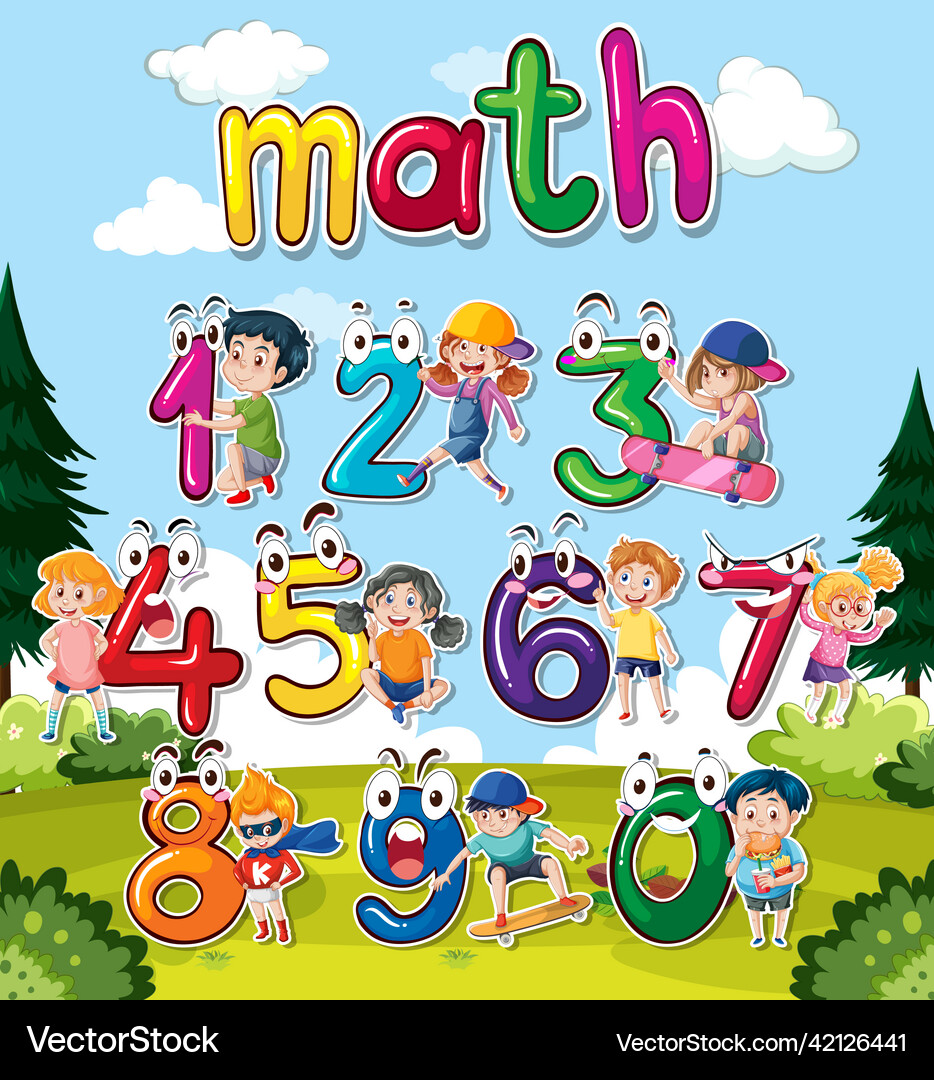 Counting number 0 to 9 for kids Royalty Free Vector Image