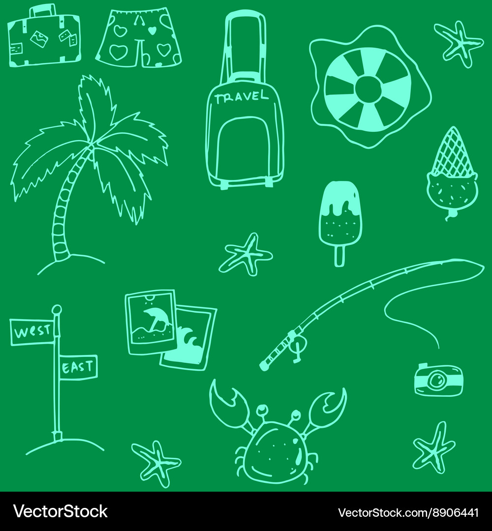 Doodle beach summer Royalty Free Vector Image - VectorStock