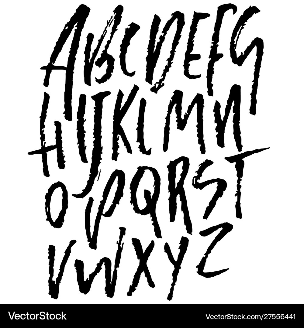 Hand drawn dry brush font modern lettering Vector Image