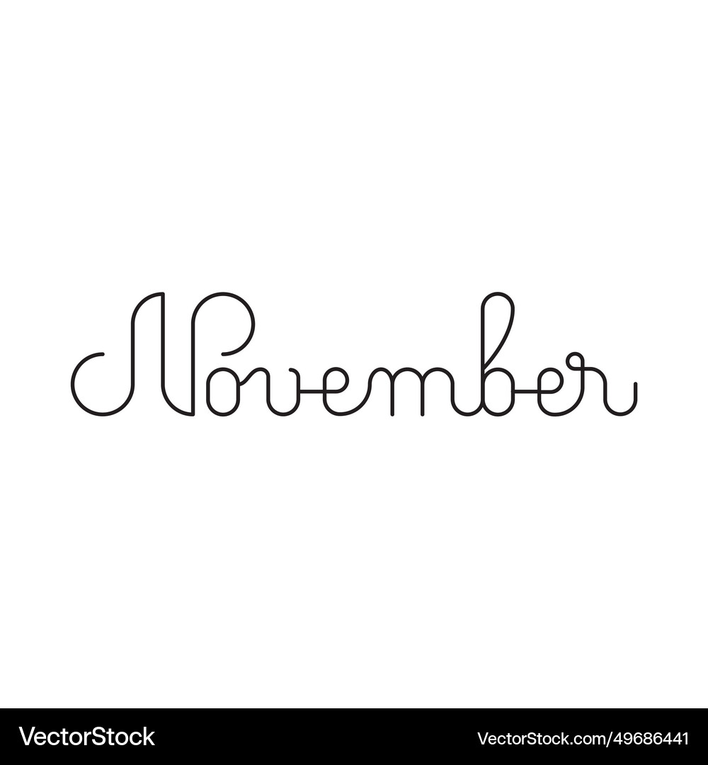 November month monoline outline lettering Vector Image