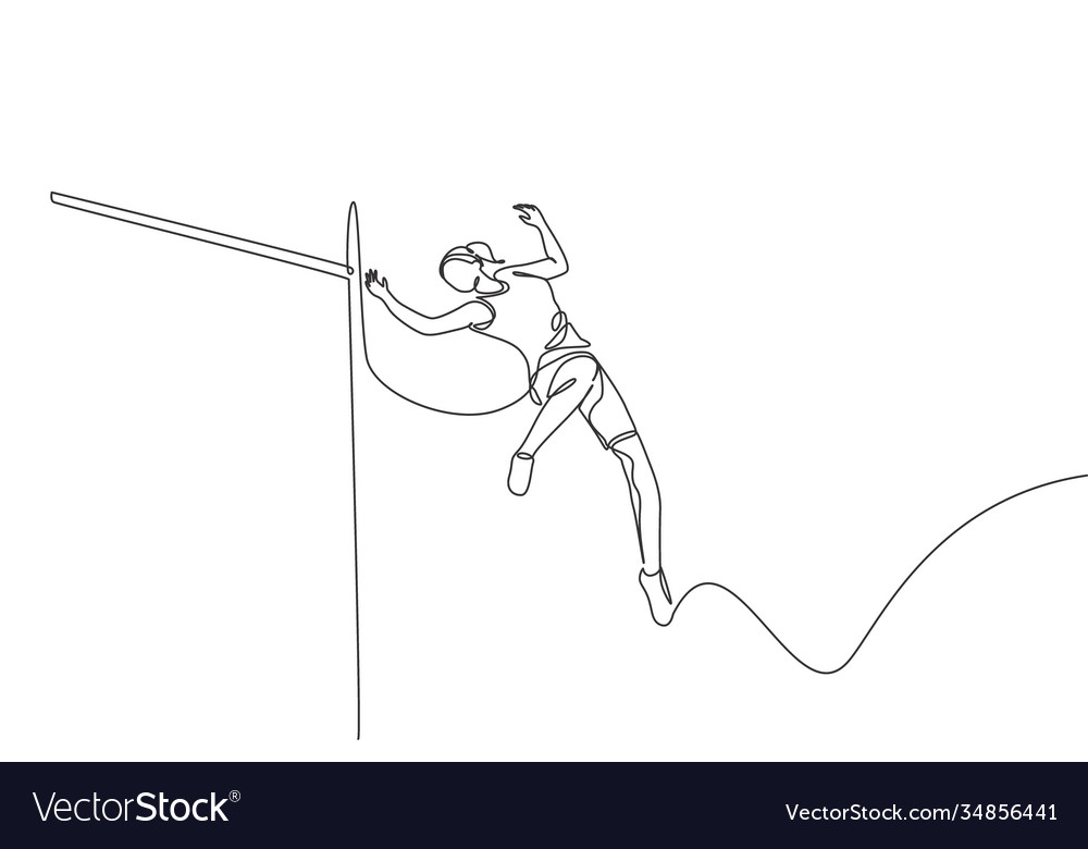 One single line drawing young energetic woman Vector Image