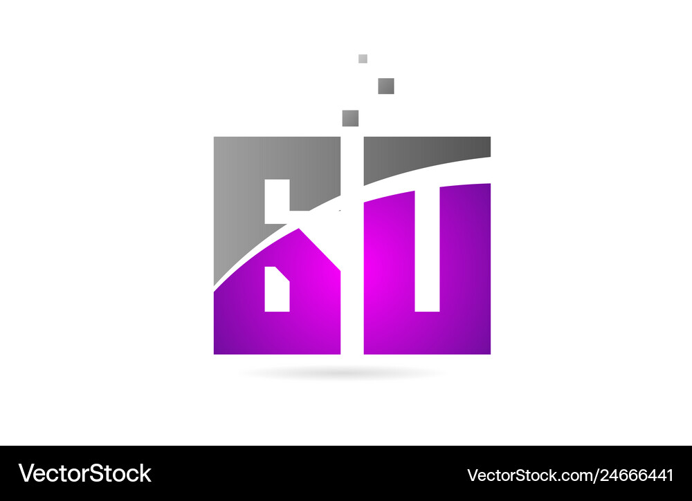Pink grey number 60 for logo icon design Vector Image