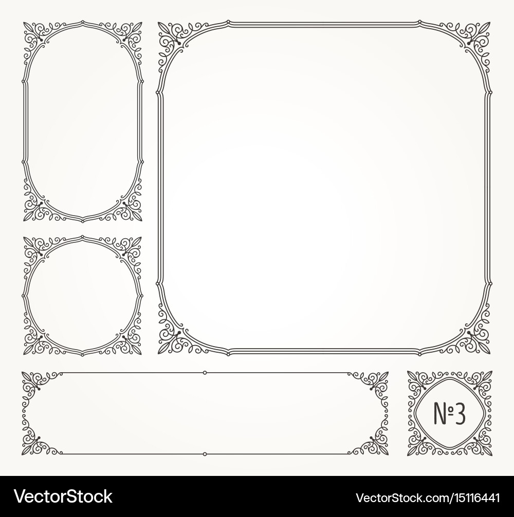 Set of flourishes calligraphic elegant frames Vector Image