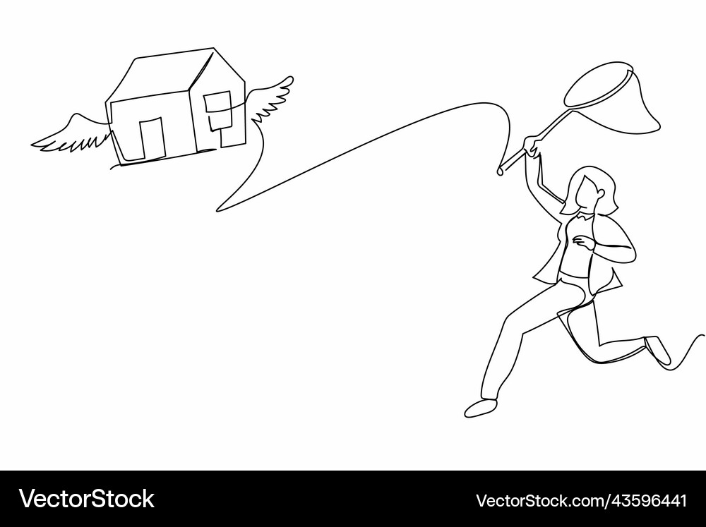 Single one line drawing businesswoman try Vector Image