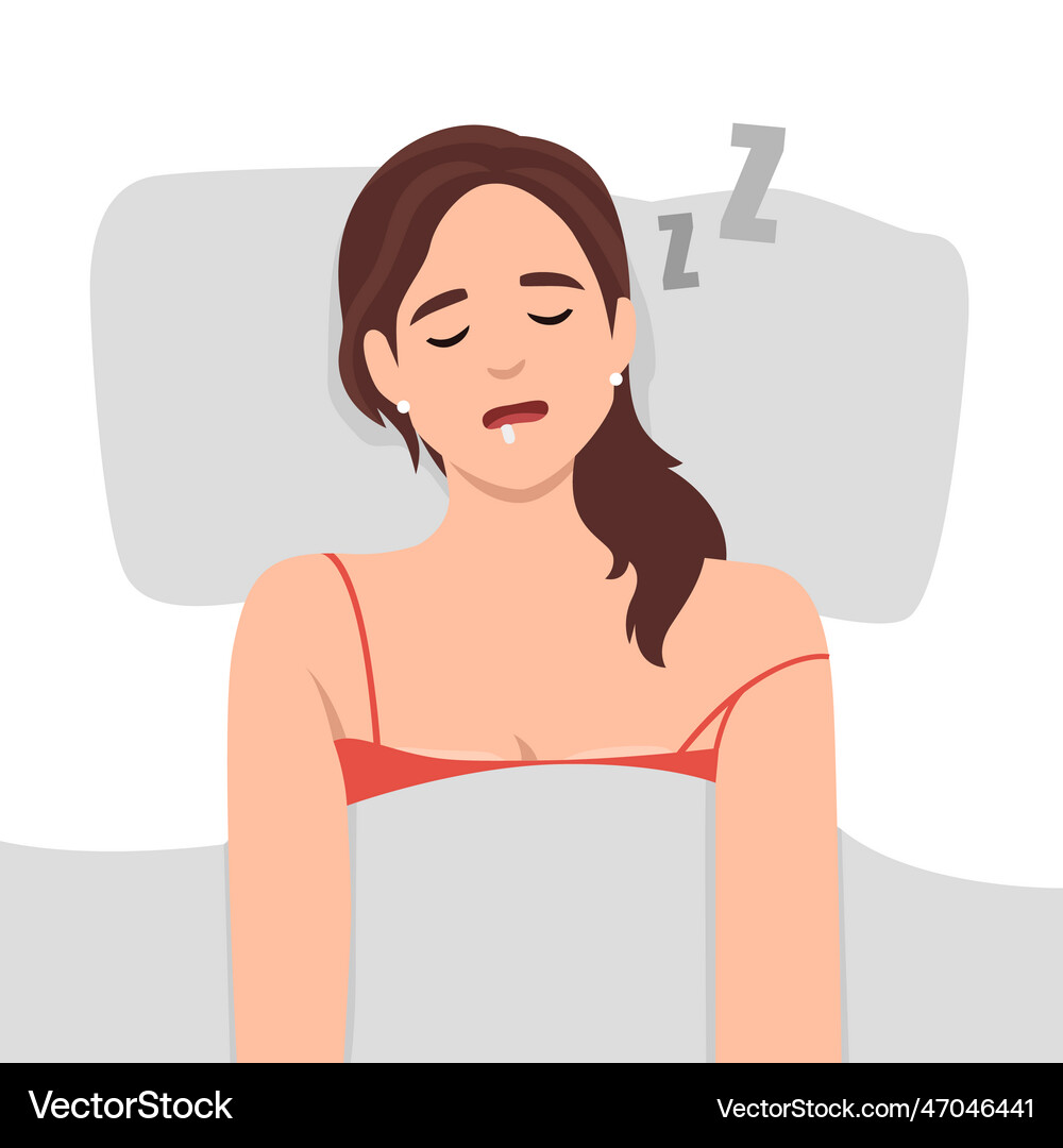 Woman sleeping and snoring in flat design snore Vector Image