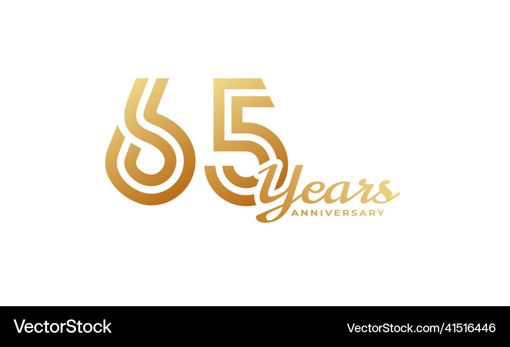 65 year anniversary celebration with handwriting Vector Image