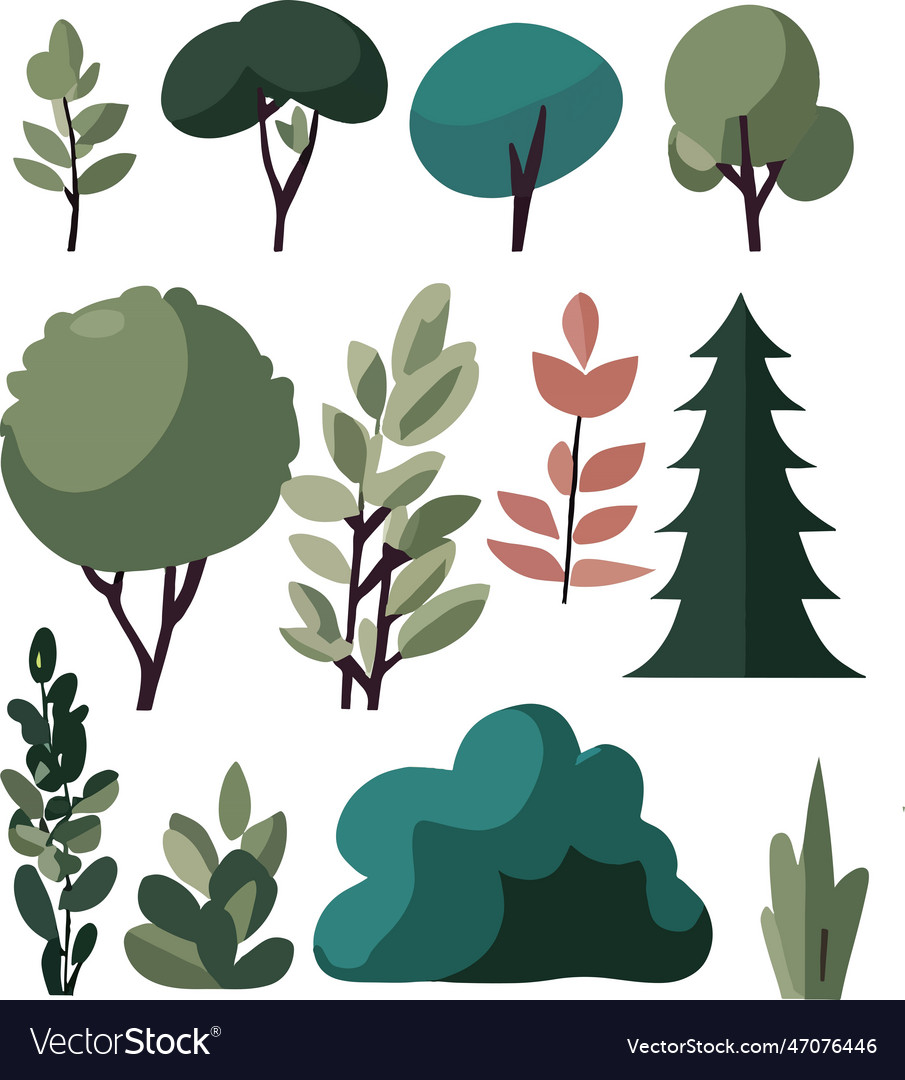 Breathtaking flat shrub forest frame floral Vector Image