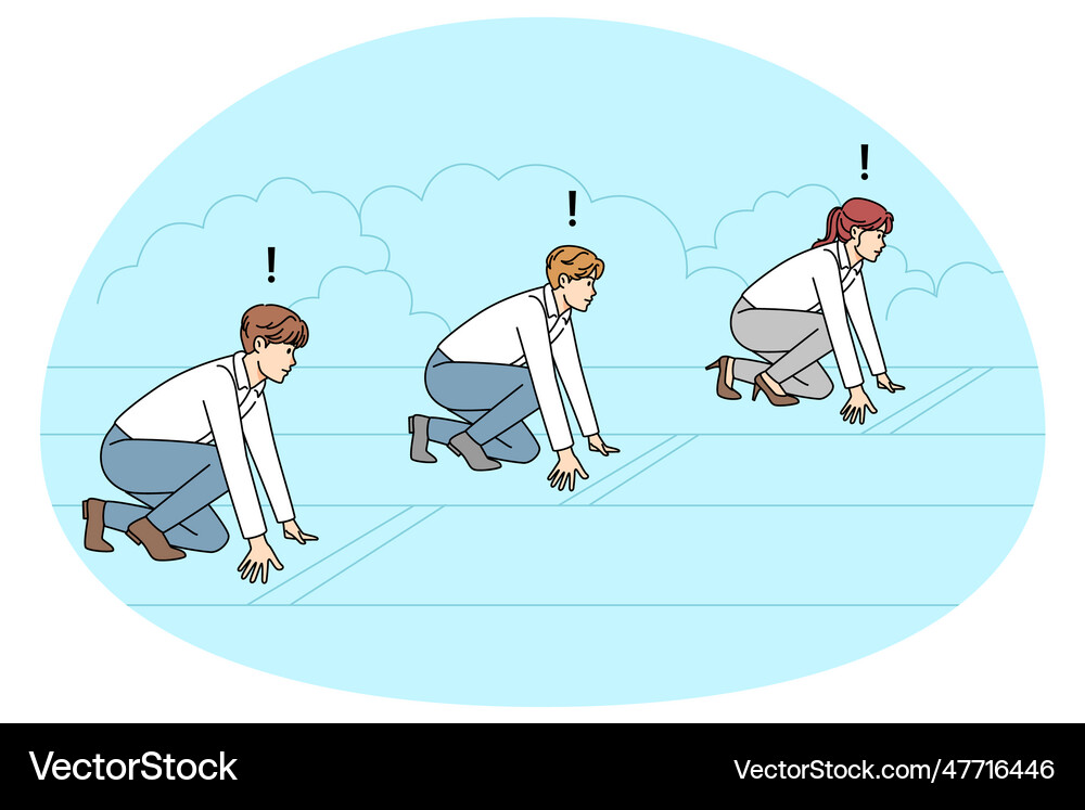 Businesspeople at start ready to compete Vector Image