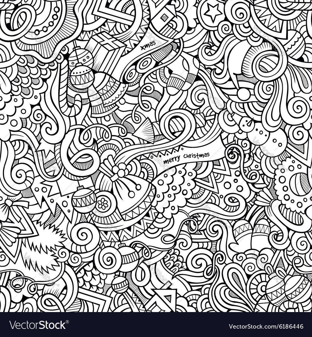 Cartoon doodles hand drawn new year Royalty Free Vector