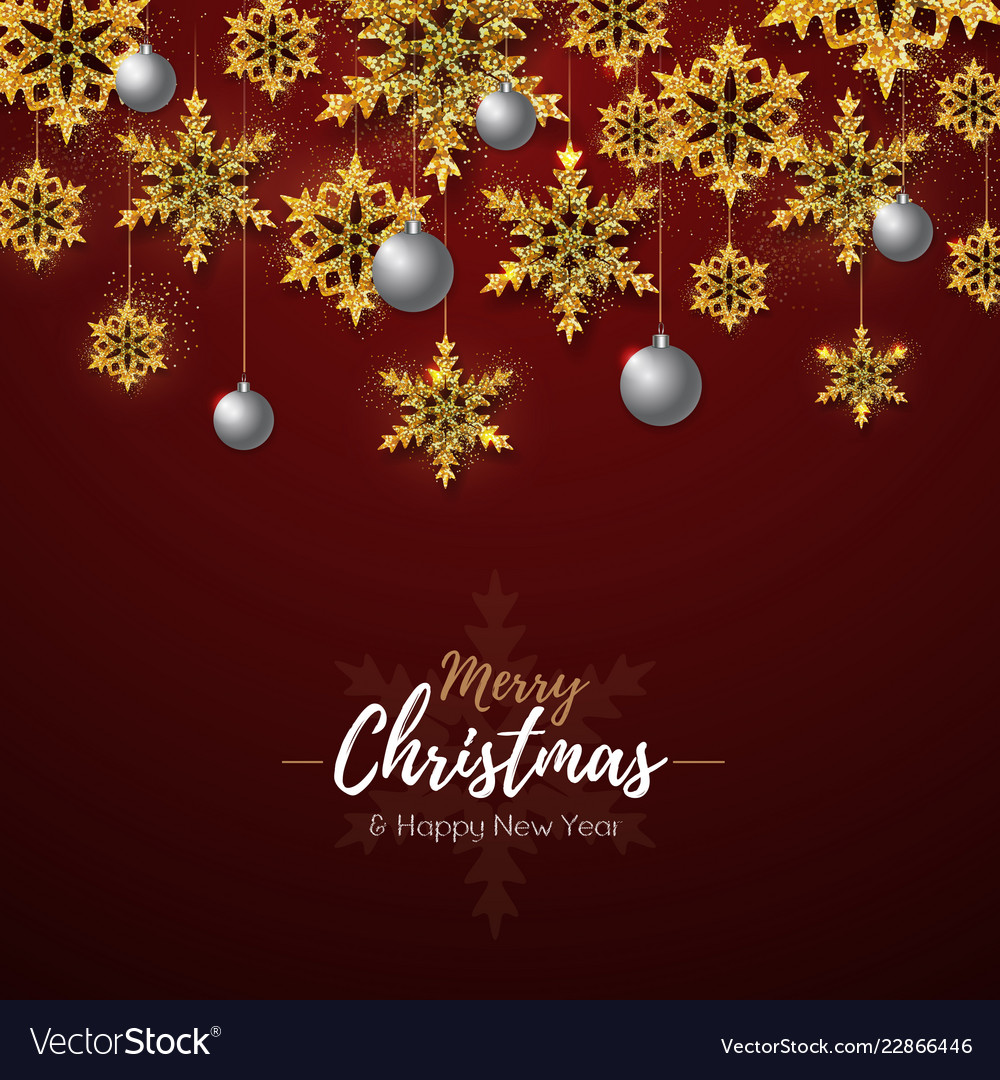 Christmas poster with golden snowflakes Royalty Free Vector