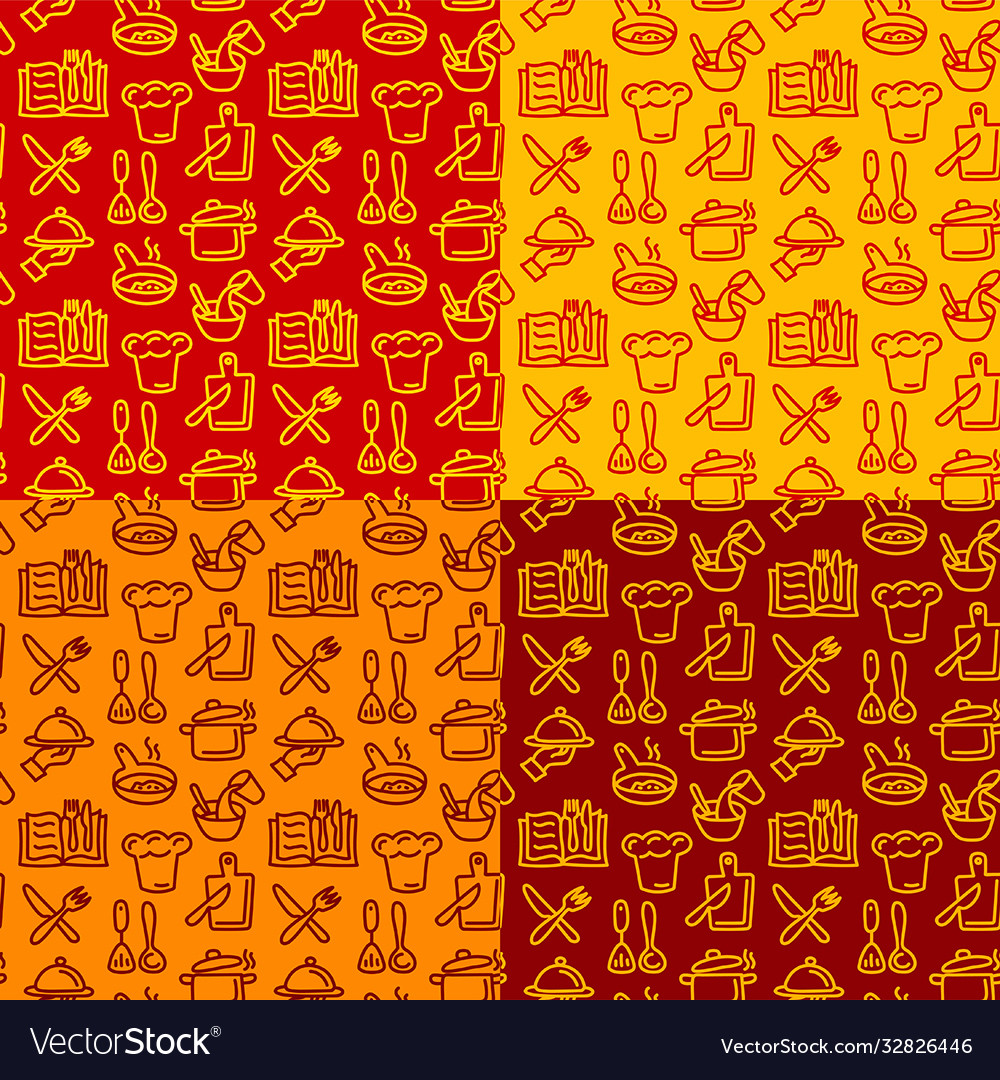 Cooking seamless patterns Royalty Free Vector Image