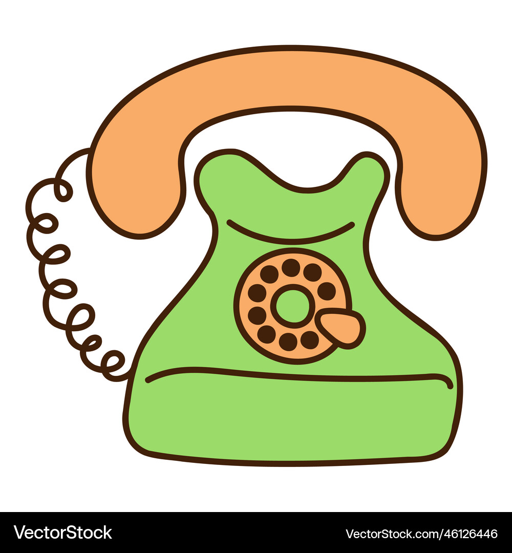 Cute doodle retro phone from the collection Vector Image