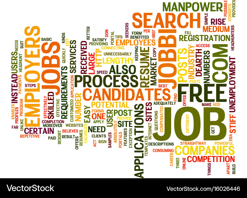 Free job site text background word cloud concept Vector Image