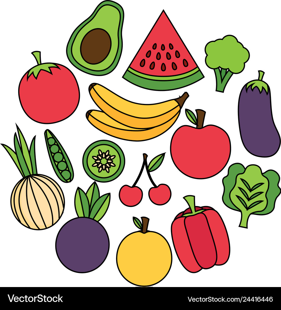 Healthy food fresh Royalty Free Vector Image - VectorStock