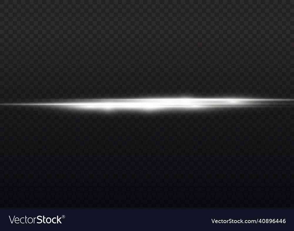 Horizontal light rays flash white line Royalty Free Vector