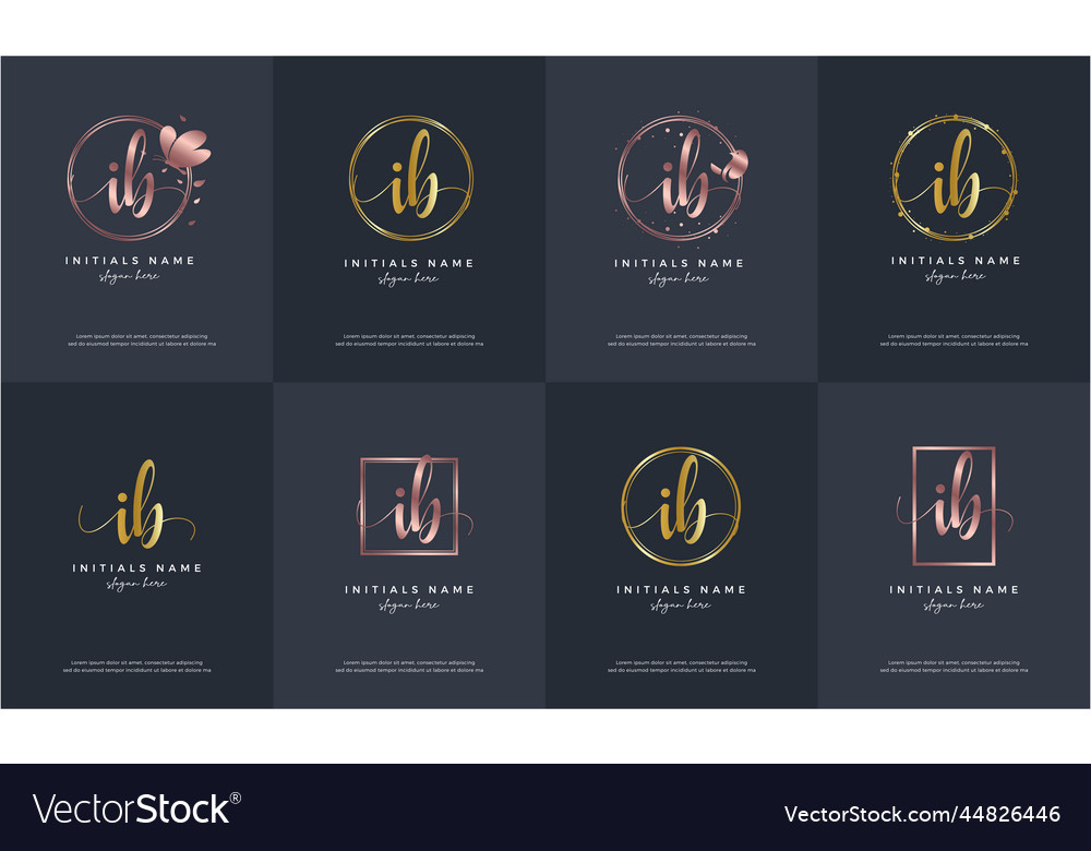 Initial letter ib i b handwriting logo set design Vector Image