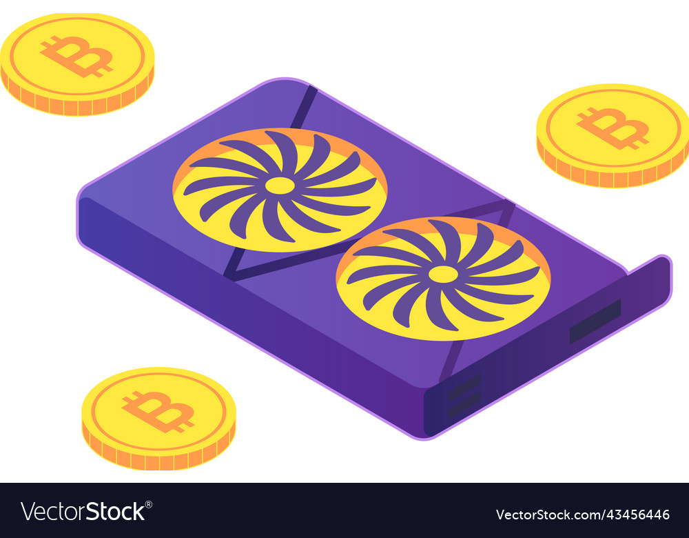 Isometric cryptocurrency mining composition Vector Image