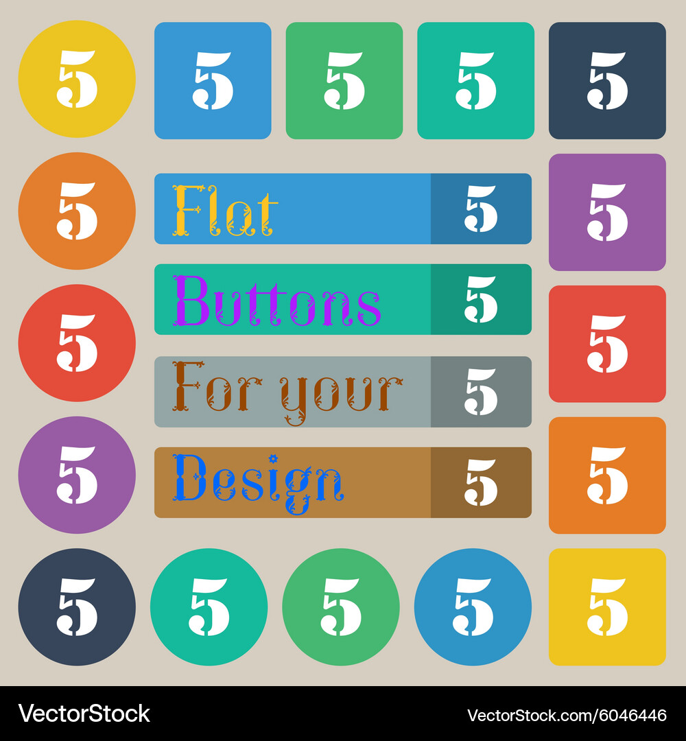 Number five icon sign set of twenty colored flat Vector Image
