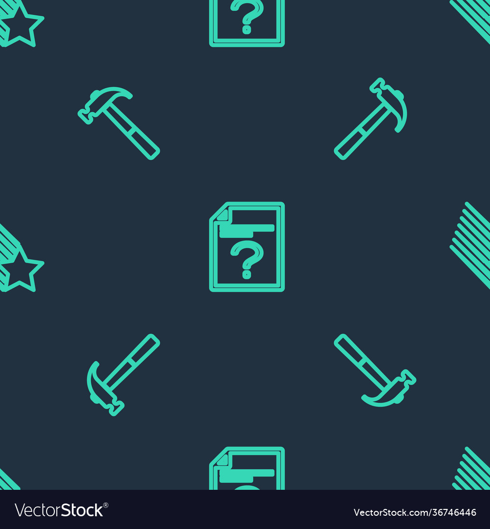 Set line unknown document hammer and falling star Vector Image Set line unknown document hammer and falling star Vector Image