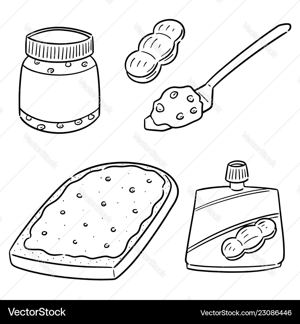 Set of peanut butter Royalty Free Vector Image