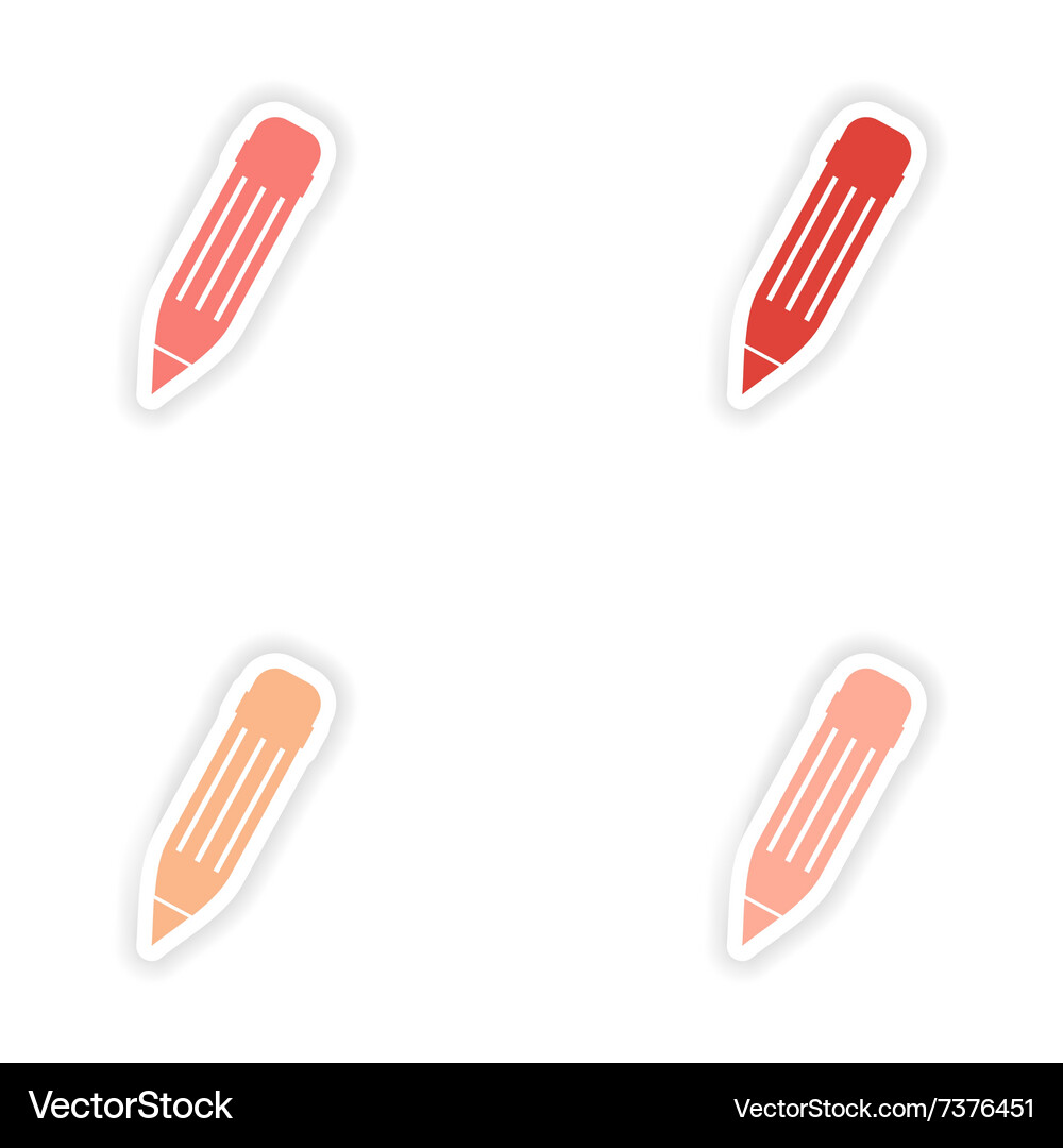 Assembly realistic sticker design on paper pencil Vector Image