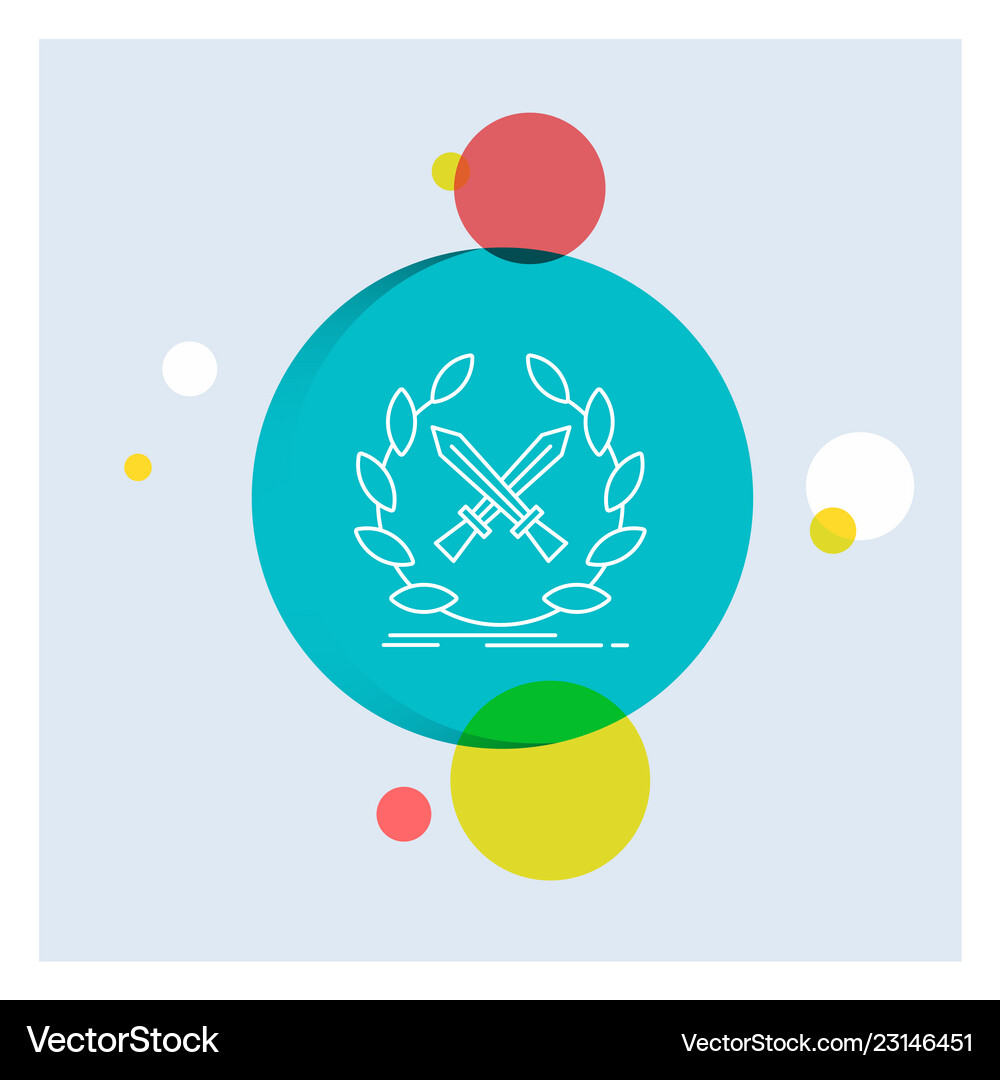 Battle emblem game label swords white line icon Vector Image