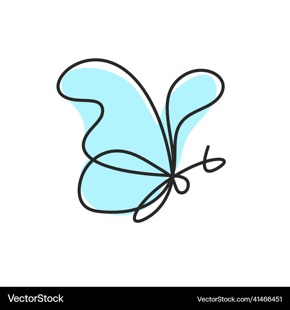 Color butterfly as line drawing isolated Vector Image