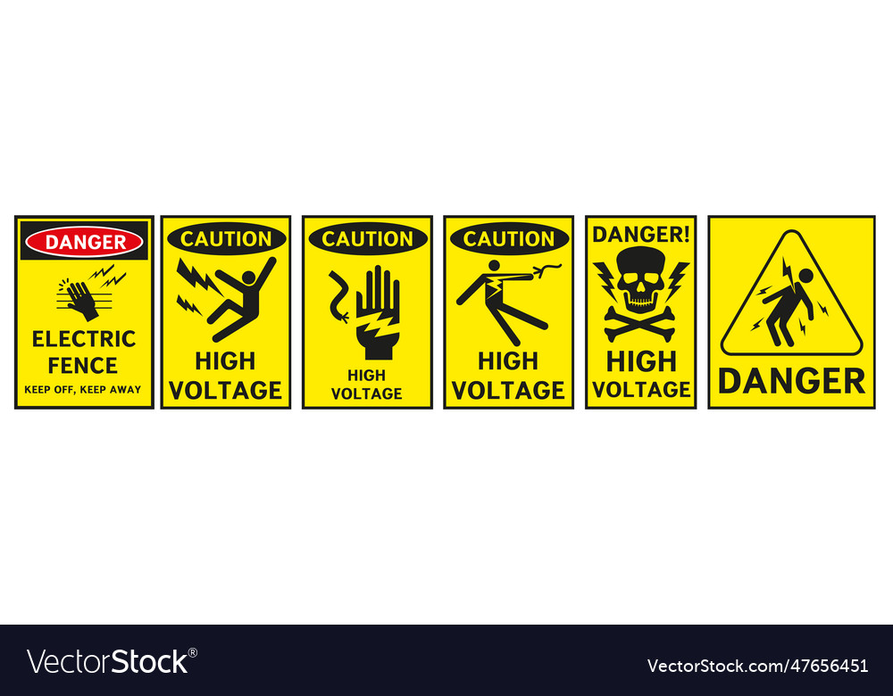 High voltage sign rectangular yellow electrical Vector Image