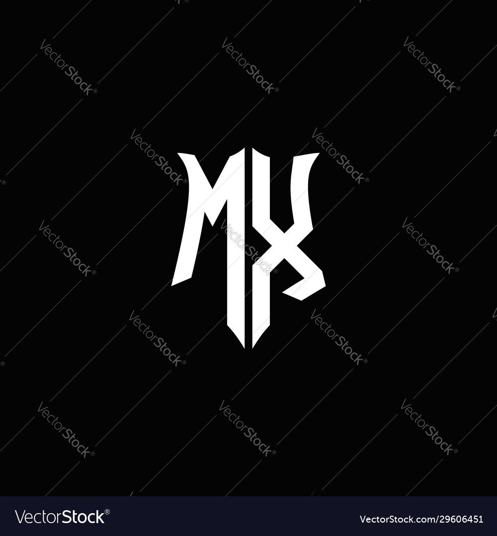 Mx monogram letter logo ribbon with shield style Vector Image
