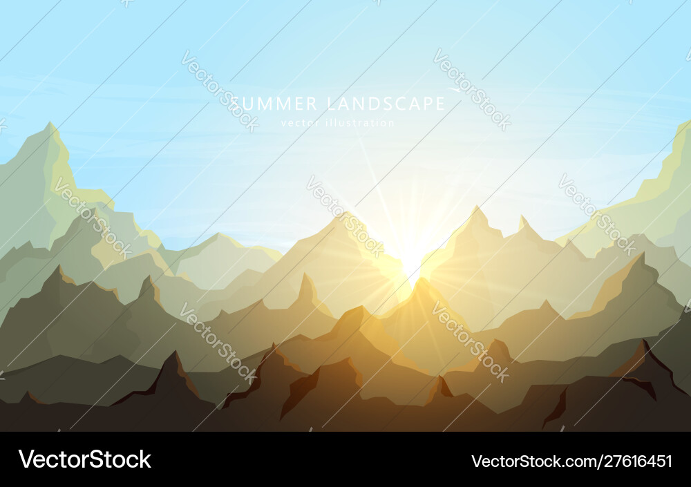 Nature landscape mountains on blue sky Royalty Free Vector