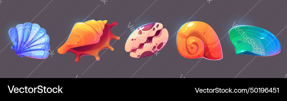 Sea or ocean shell game ui icon collection Vector Image