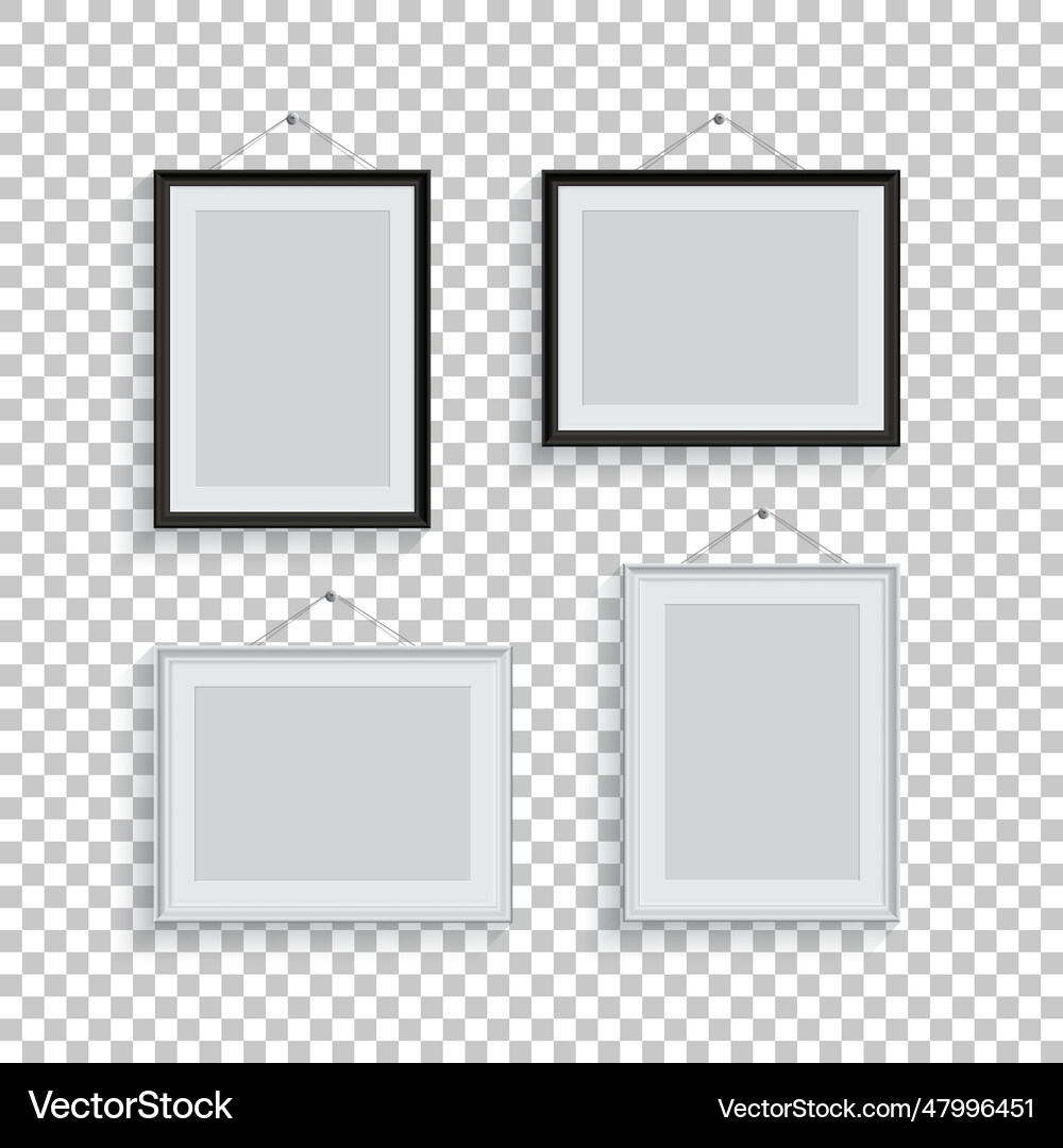White and black picture or photo frames Royalty Free Vector