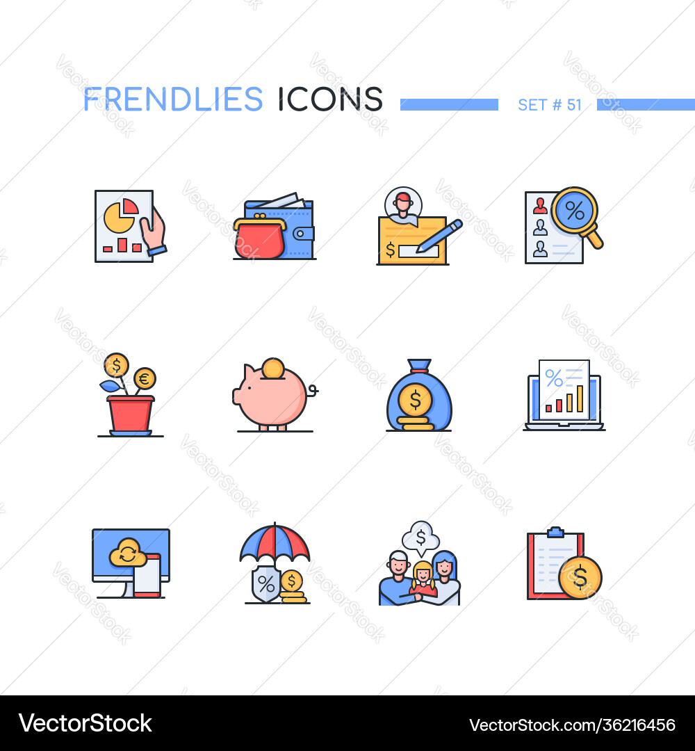 Budget - modern line design style icons set Vector Image