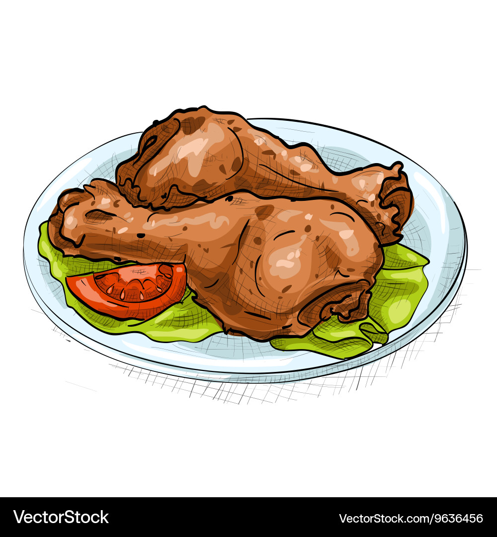Chicken legs color picture sticker Royalty Free Vector Image