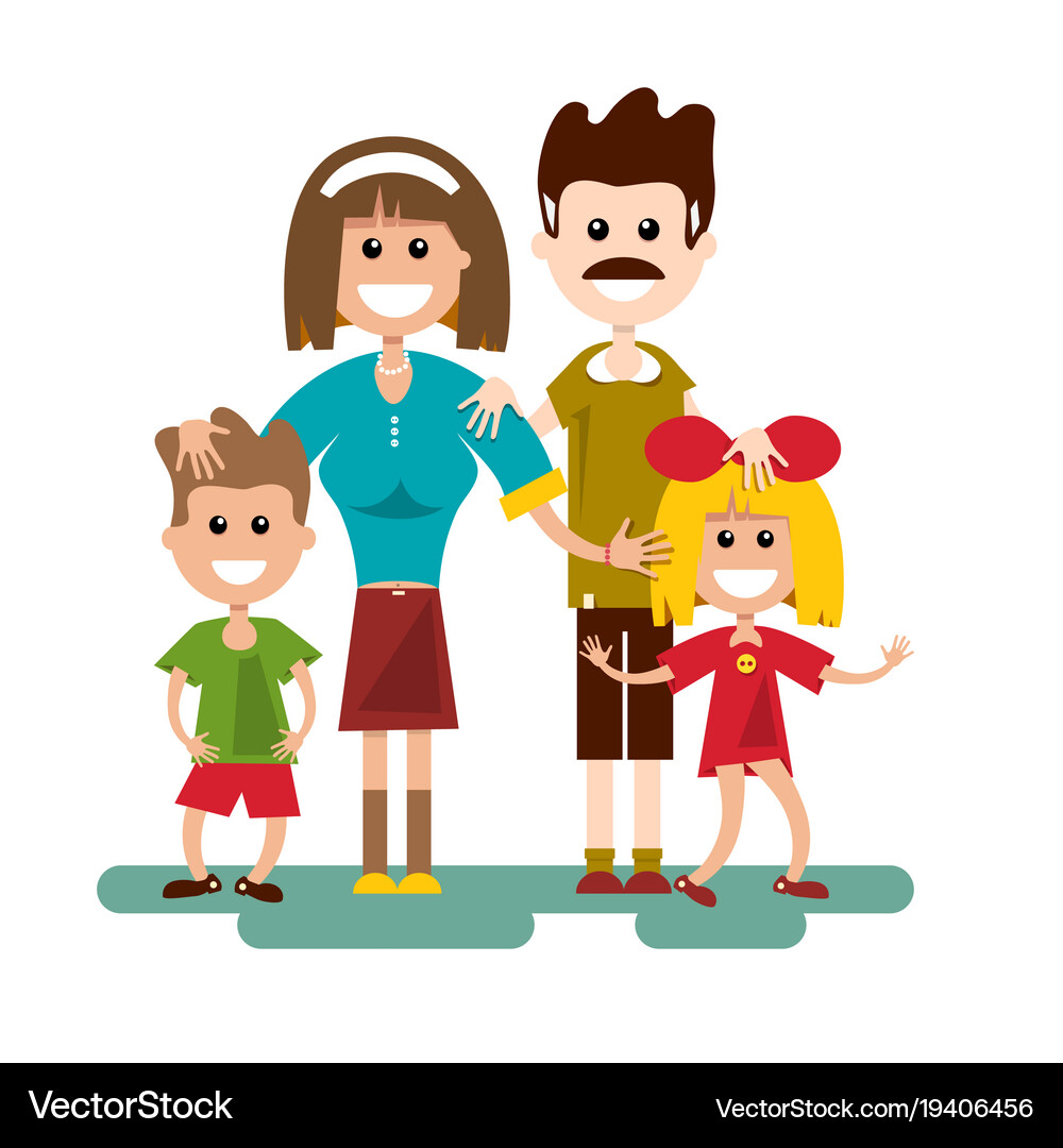 Family cartoon flat design Royalty Free Vector Image